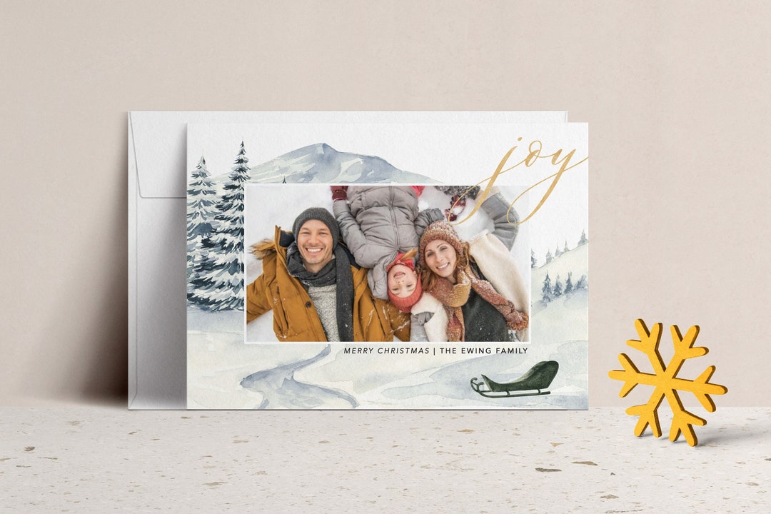 Printed or Printable Winter Landscape One Photo Christmas Card - Etsy