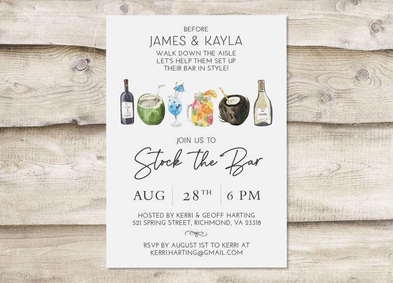 Stock the Bar Couples Wedding Shower Invitation Fill the Bar - Etsy