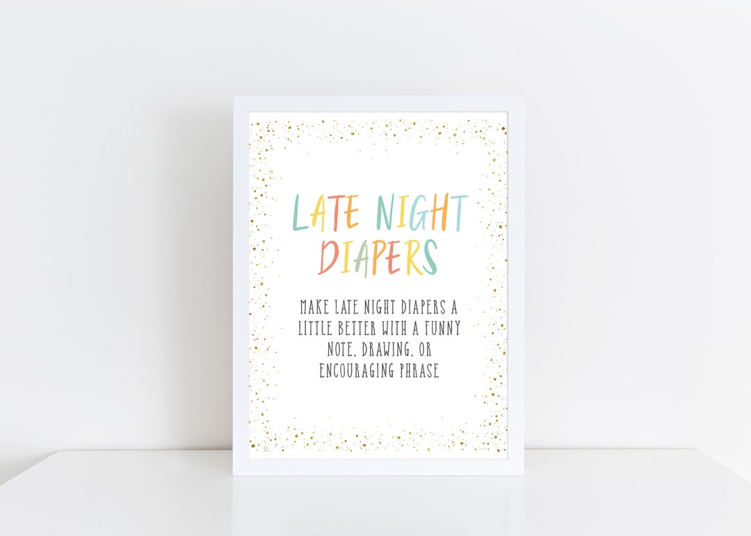 Digital Late Night Diapers Sign for Baby Shower, Confetti Baby Sprinkle ...