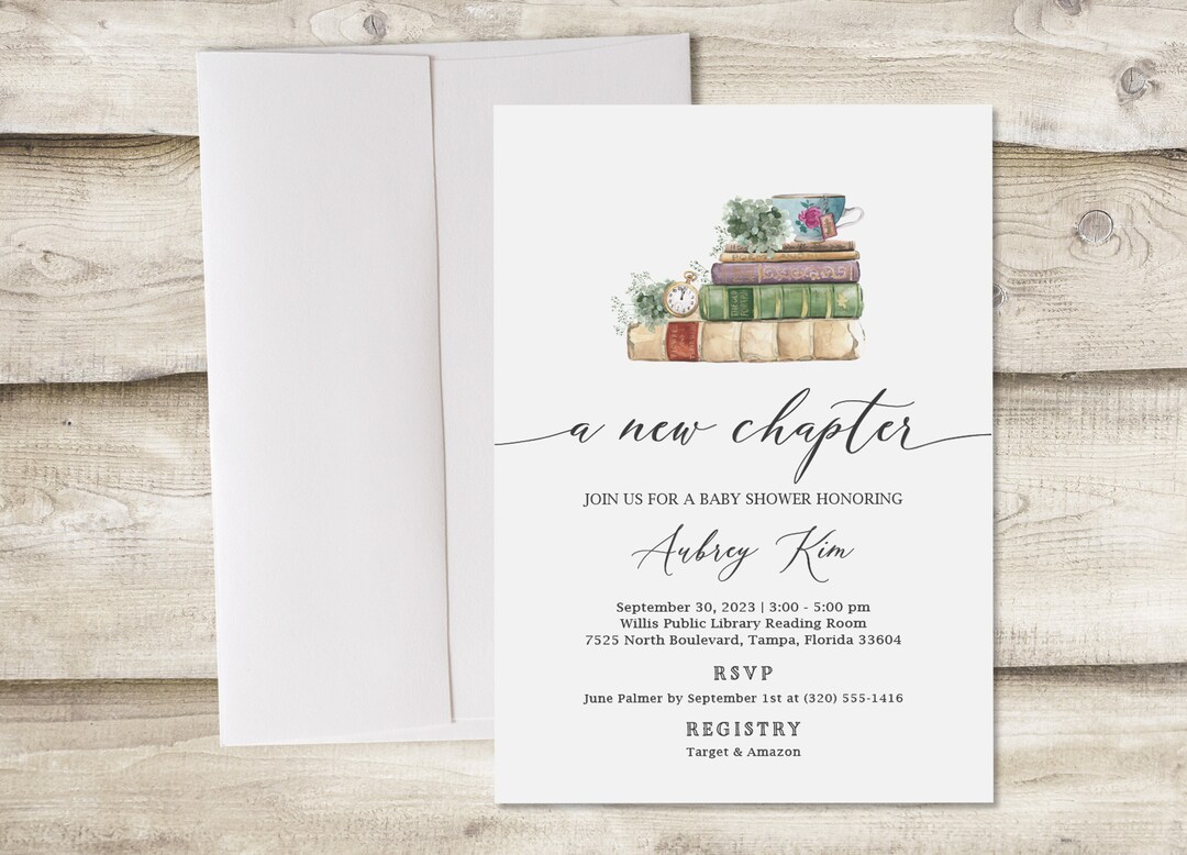 A New Chapter Baby Shower Invitation, Fairytale Storybook Literature ...
