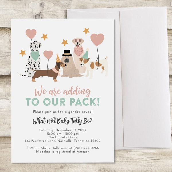 Dog Gender Reveal Invitations - Etsy