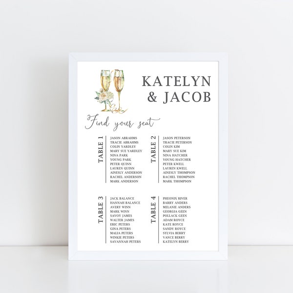 Dinner Table Assignment Wedding Sign - Etsy