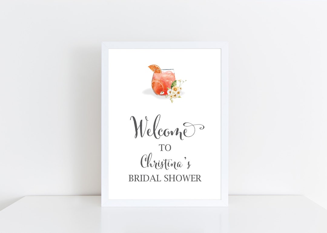 Digital Welcome Sign for Bridal Shower, Aperol Spritz Cocktail Happy ...