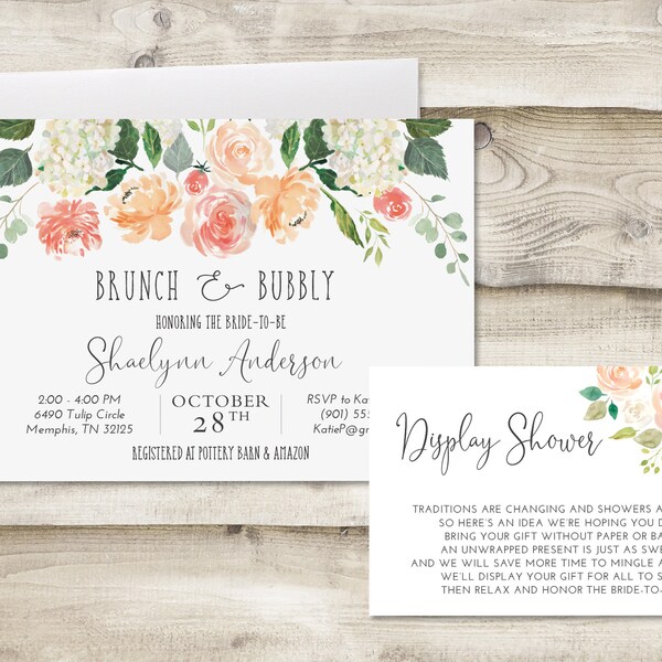 Bridal Shower Invitation With Display Shower Insert - Etsy