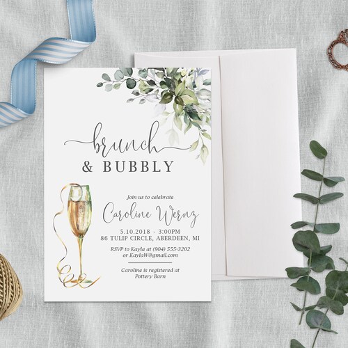 Brunch & Bubbly Bridal Shower Invitation Wedding Shower - Etsy