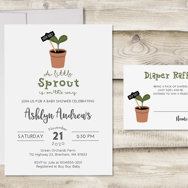 Little Sprout Baby Shower Invitation - Etsy