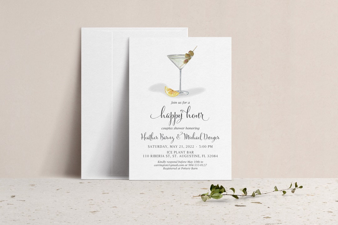 Happy Hour Couples Bridal Shower Invitation, Cocktail Party Wedding ...