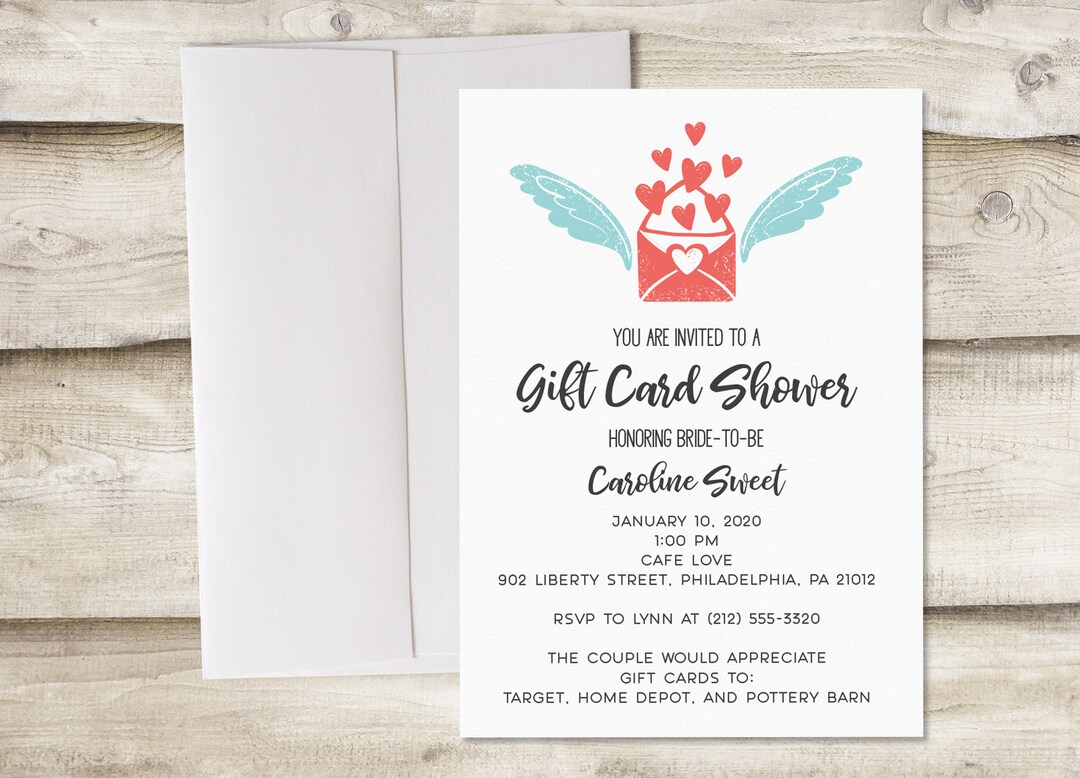 Gift Card Shower Invitation, Shower by Mail Invitation, Long Distance ...