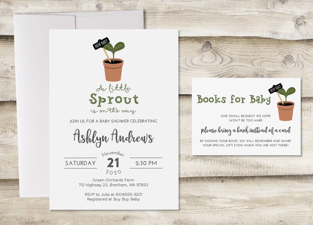 A Little Sprout Baby Shower Invitation With Book Instead of - Etsy