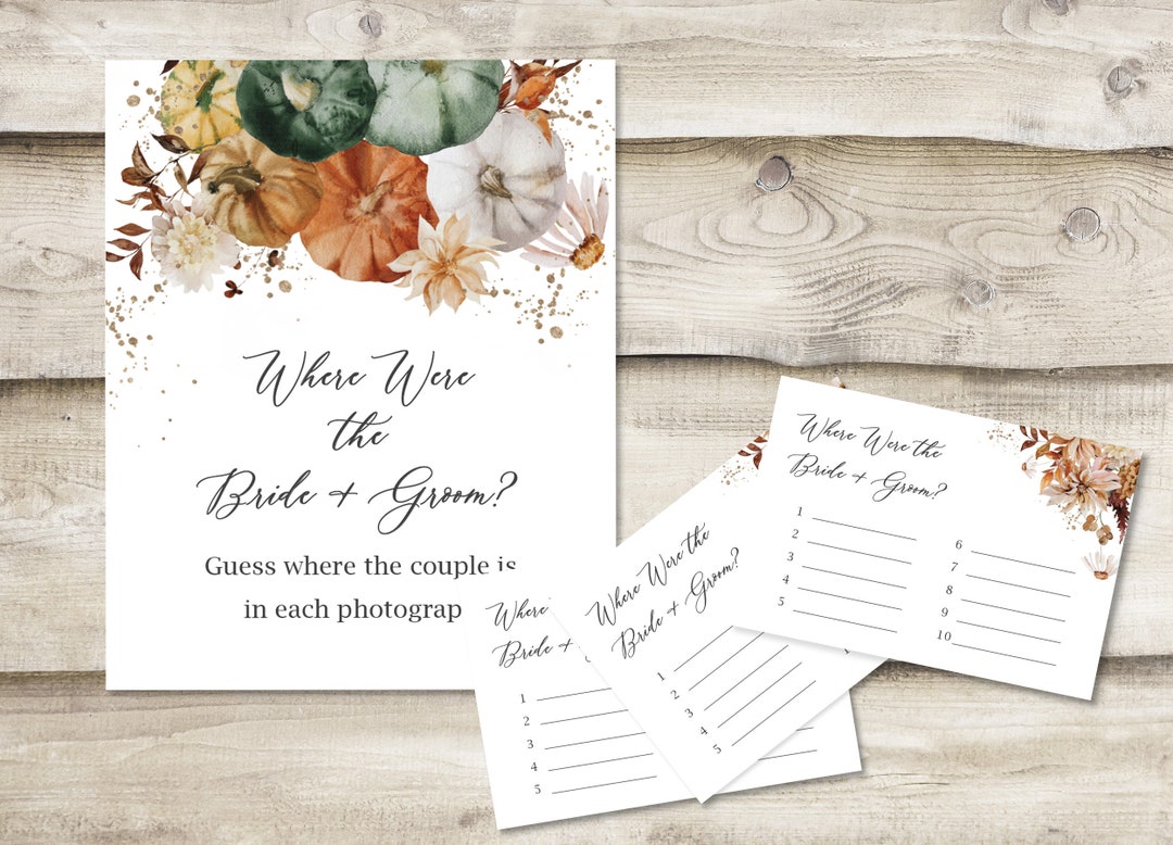 Printed Where Were the Bride & Groom Sign With 3.5x5 Inch Cards, Autumn ...