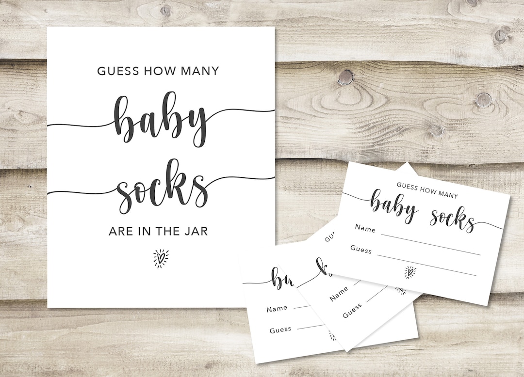 Printed Guess How Many Baby Socks Are in the Jar Sign With 3.5x5 Inch ...