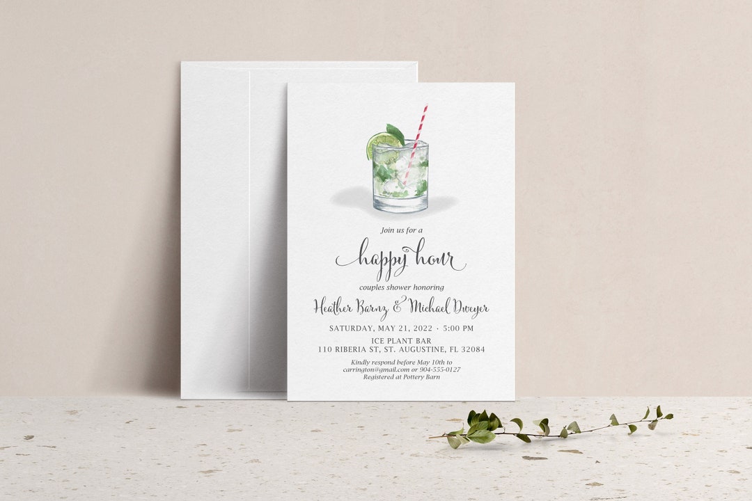 Happy Hour Couples Bridal Shower Invitation, Cocktail Party Wedding ...