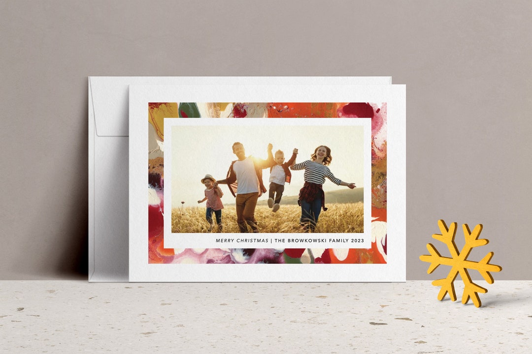Printed or Printable Holiday Joyful Photo Christmas Card With - Etsy