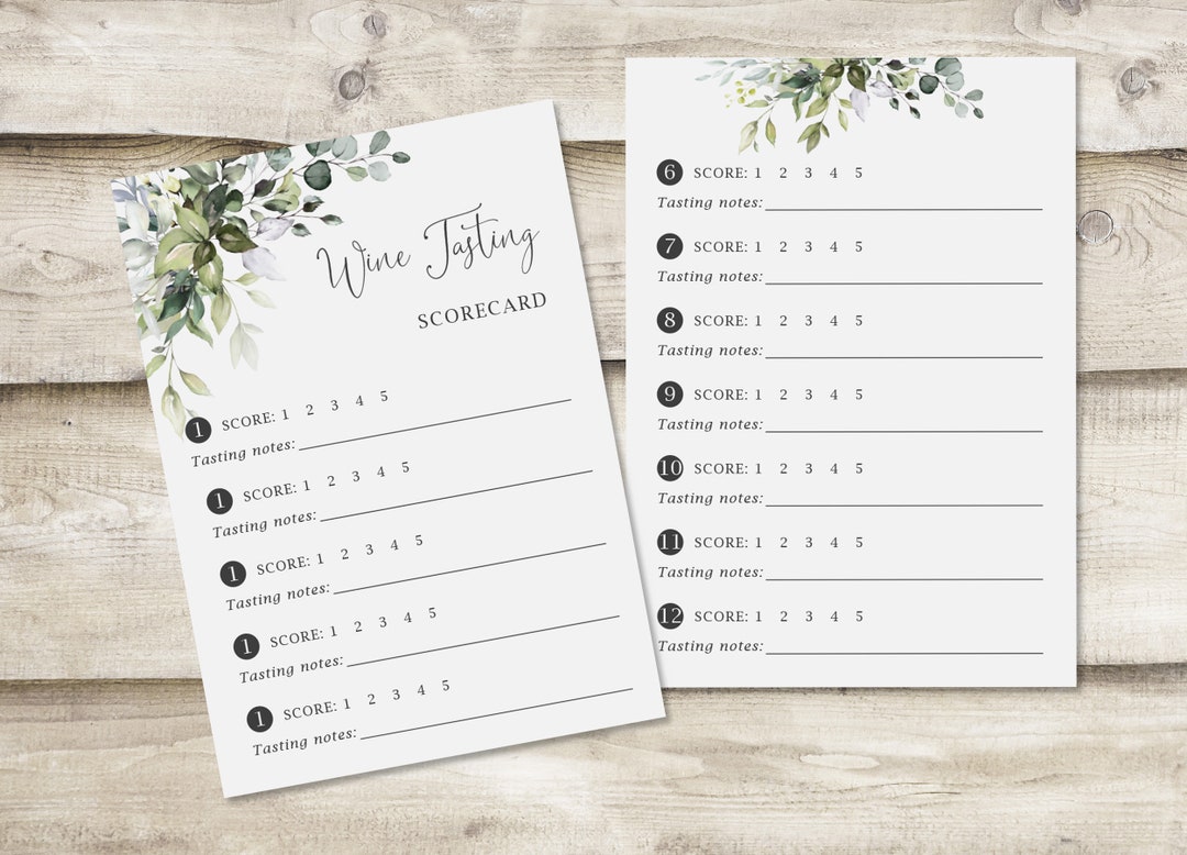 Printed Wine Tasting Scorecard, 5x7 Inch Double-sided Score Card for ...