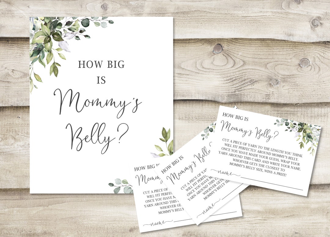 Printed How Big is Mommy's Belly Sign With 3.5x5 Inch Cards, Baby ...