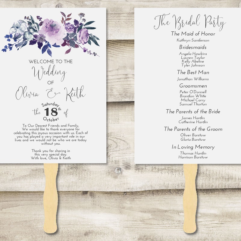 Wedding Program Fan - Etsy