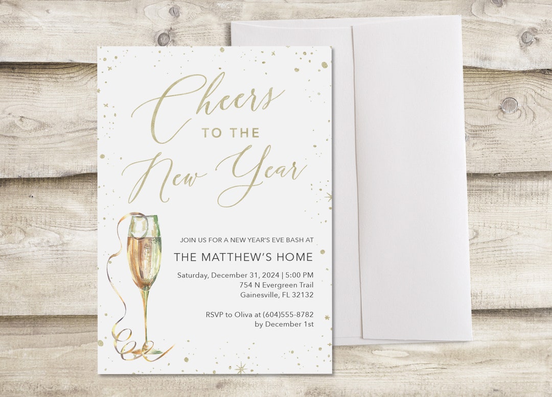 Cheers to the New Year New Year's Eve Party Invitation, December 31st ...