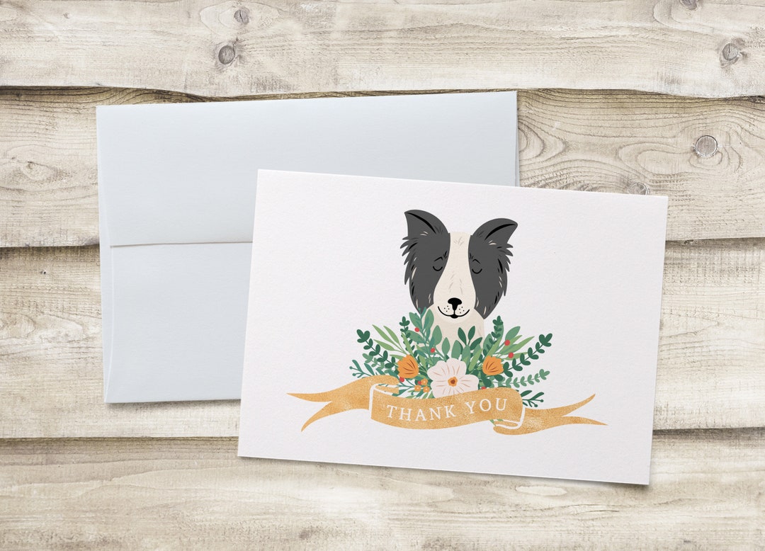 Dog Border Collie Personalized Stationery Folded Notecards, Thank You ...