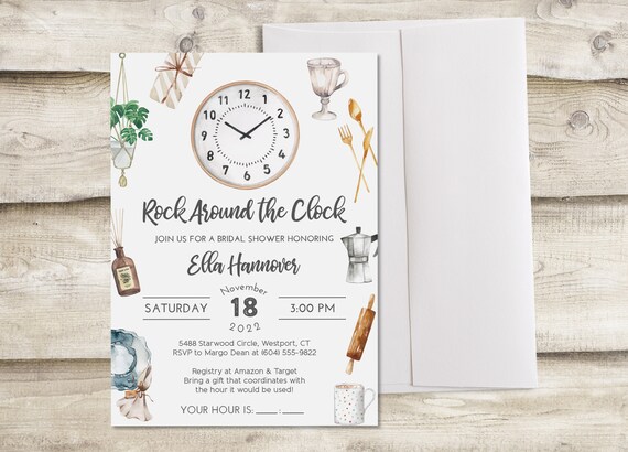 Rock Around the Clock Bridal Shower Invitation Couples | Etsy