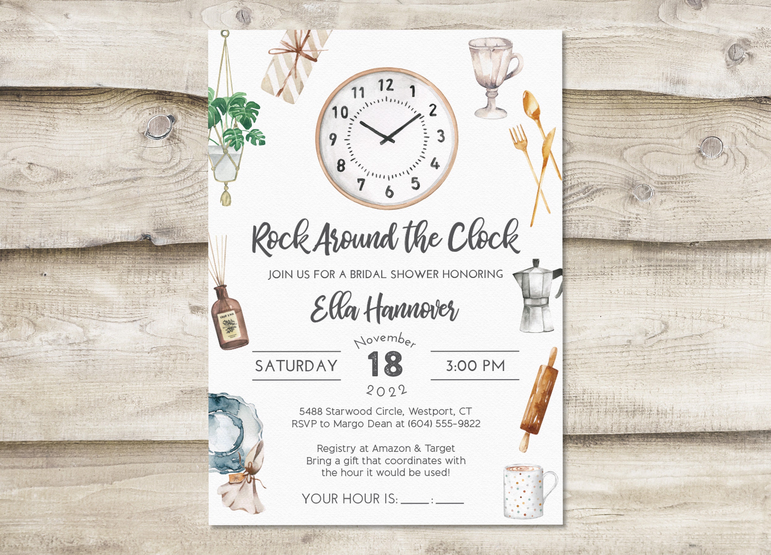 Rock Around the Clock Bridal Shower Invitation Couples - Etsy