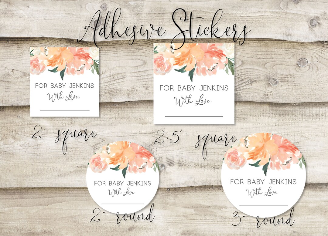 Floral Baby Shower Book Plate Stickers, Printed Adhesive Stickers for ...