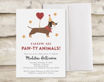 Weiner Dog Birthday Invitation - Etsy
