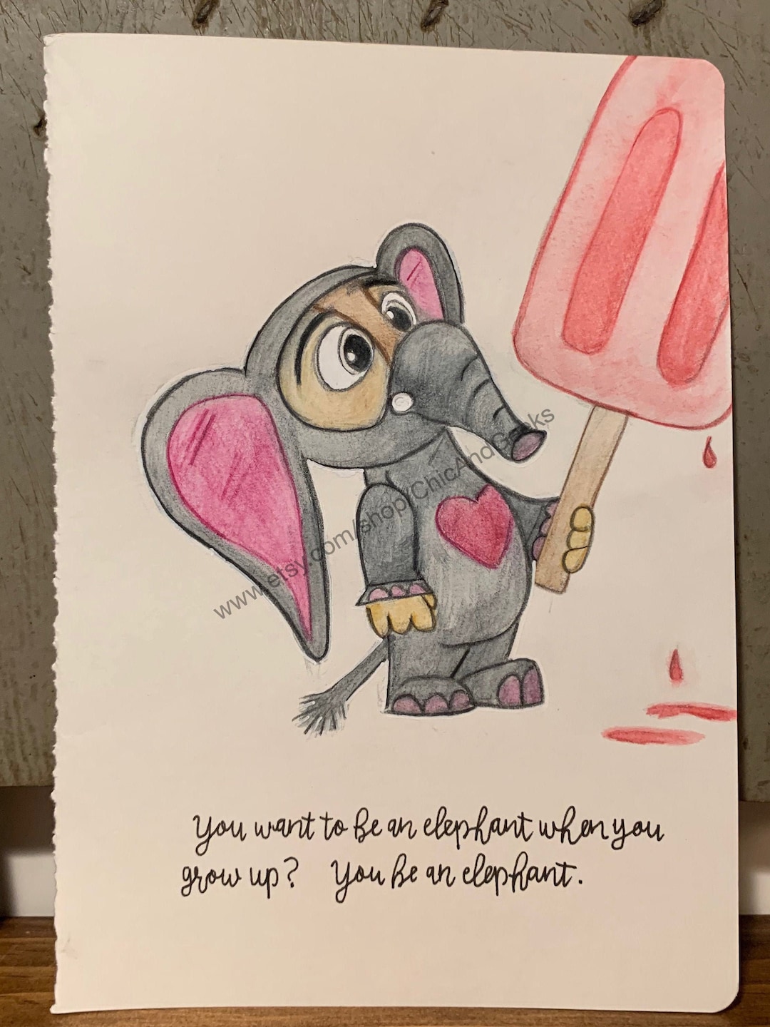 Zootopia Elephant With Popsicle Artwork | Animal Watercolor Wall Decor ...