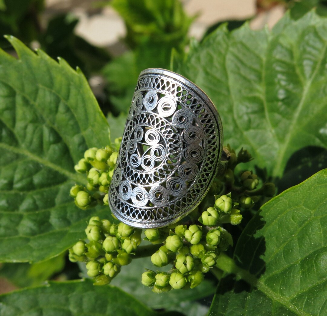 Big Hmong Silver Filigree Ring Reproducing Laos Tribal Rain Drum, Dong ...