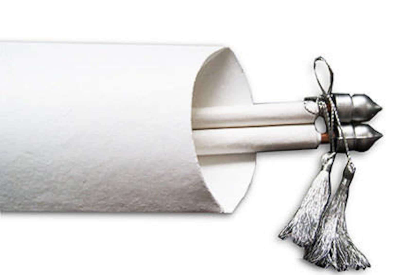 Handmade White Silk Paper Scroll Invitation With Box/envelopes - Etsy