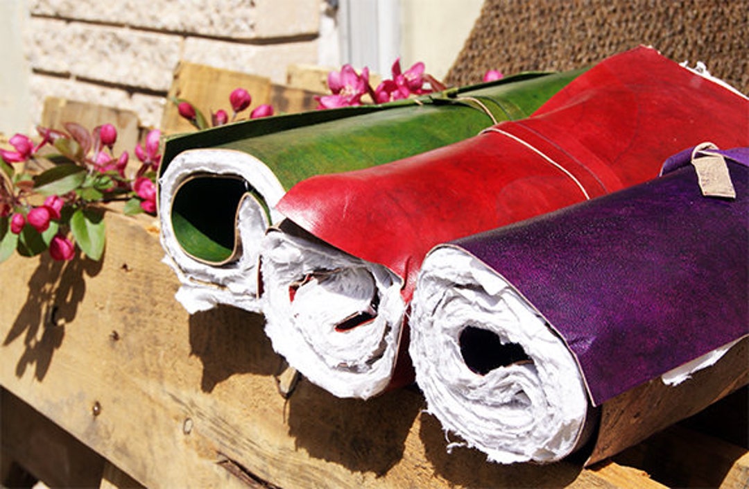 Handmade Rugged Soft Leather Bound Artist’s Scroll Book Journal ...