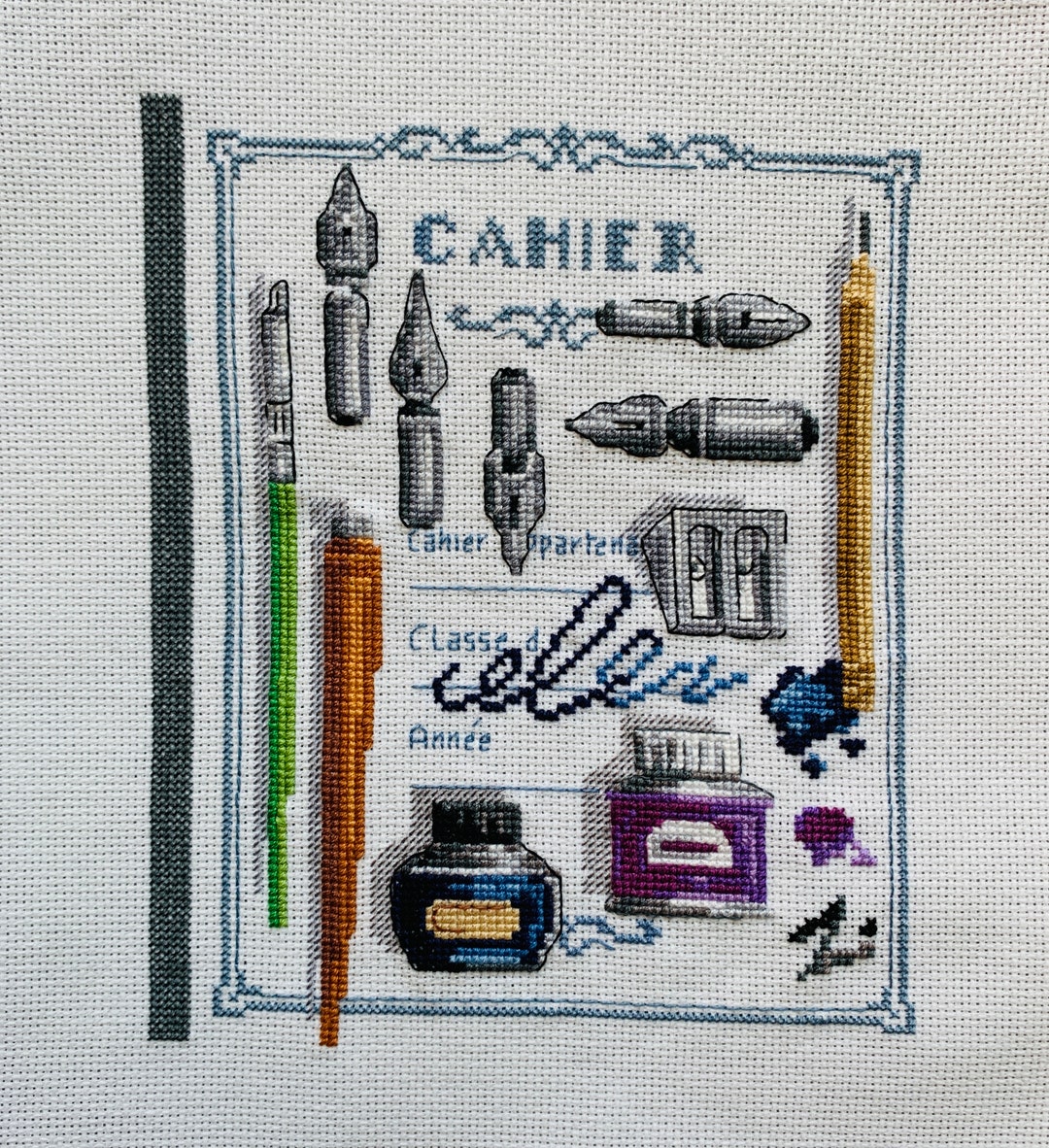 Old Fashioned School Notebook Cover - Cross Stitch Embroidery - Etsy