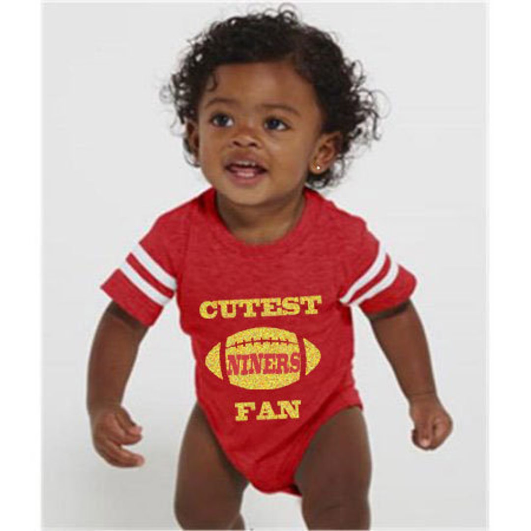 Glitter Cutest NINERS Fan! A Custom Red and White Football Jersey Baby ...