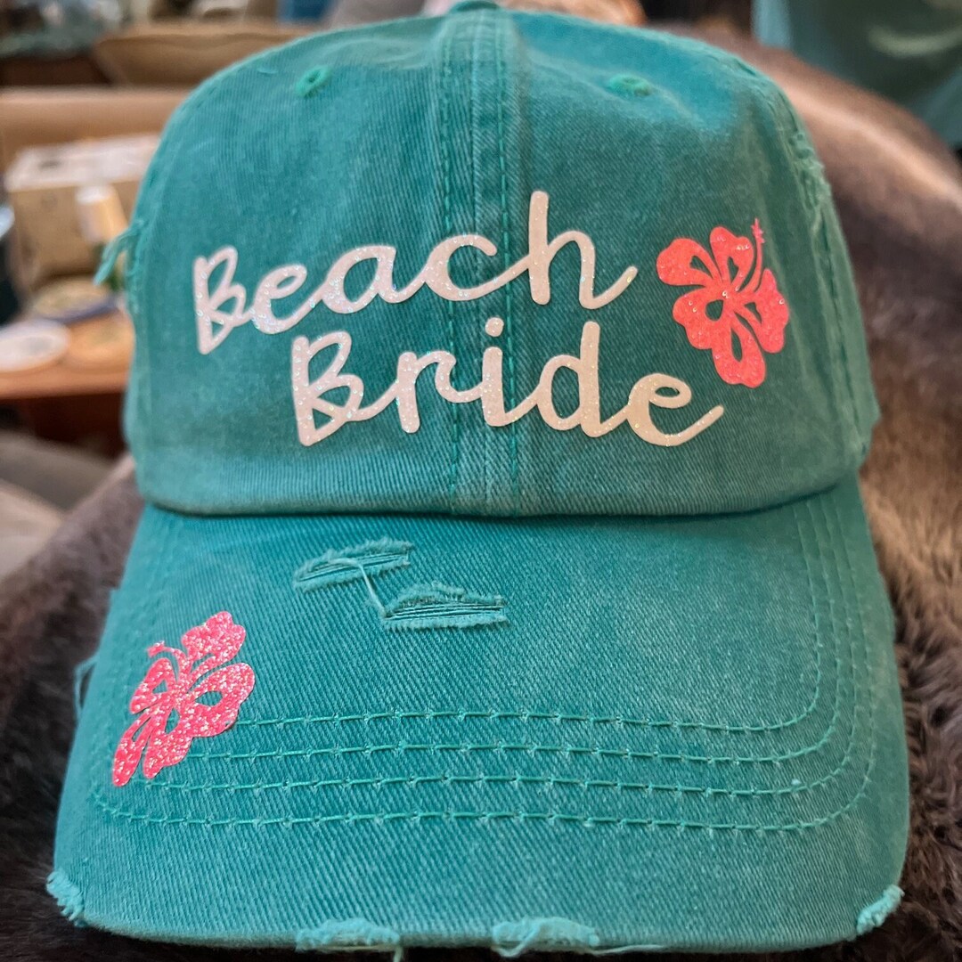 Beach Bride! Distressed Baseball Cap, Pool Hat, Beach Hat, Design is ...