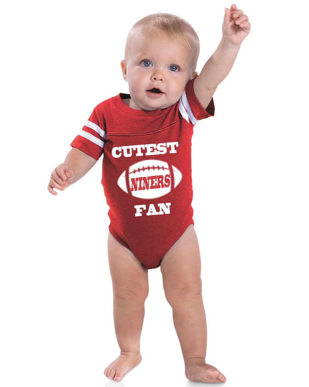 Cutest NINERS Fan! A Custom Red and White Football Jersey Baby Bodysuit ...