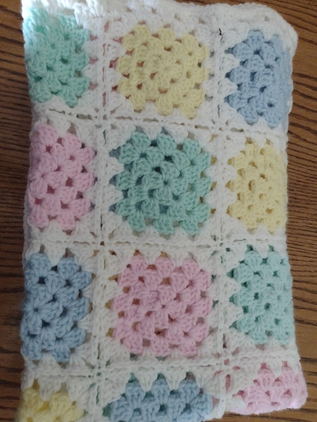 Pastel Granny Square Baby Afghan With Fluted Edge - Etsy