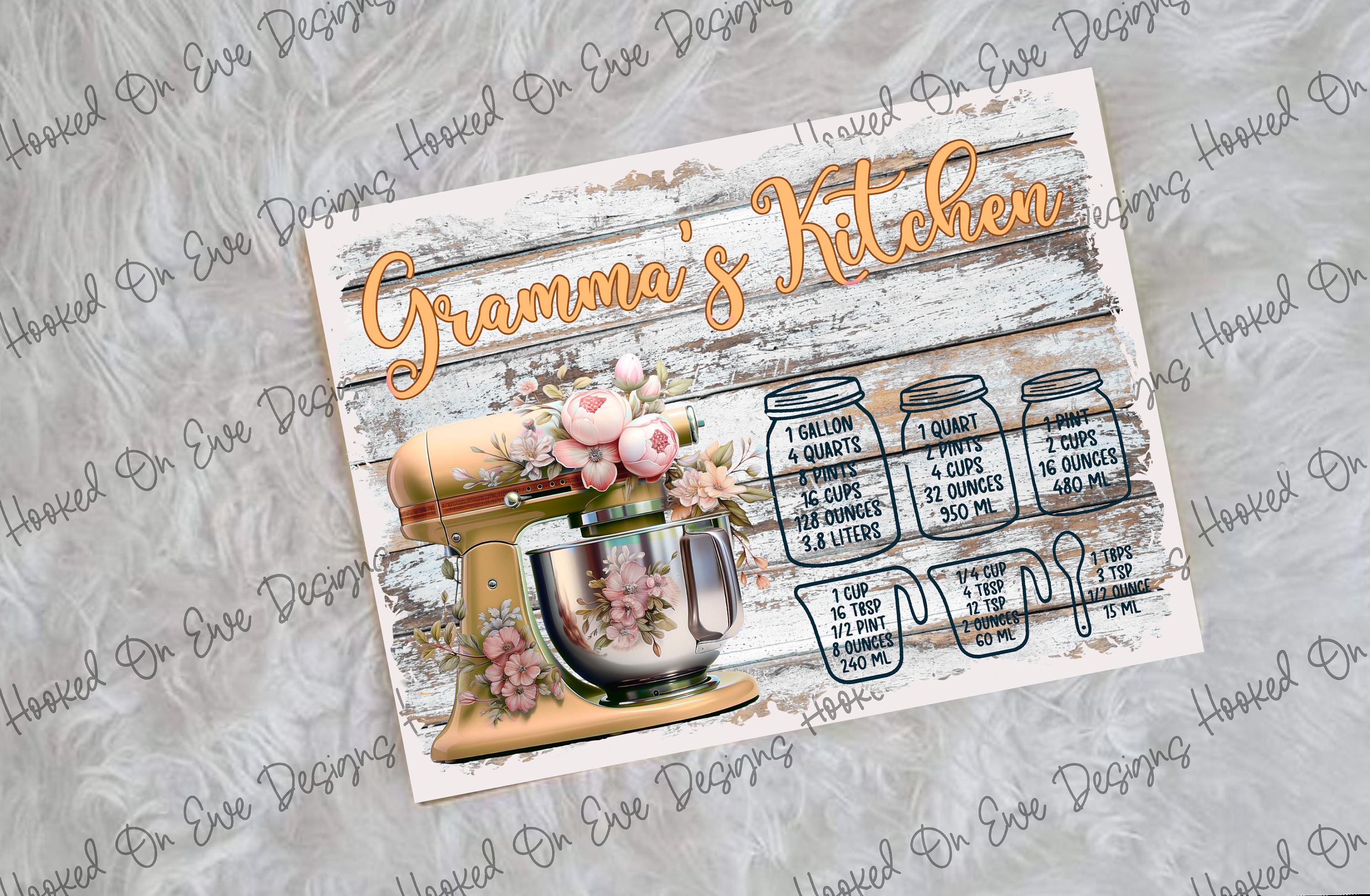 Grandma's Kitchen (yellow) With Conversion Chart Cutting Board PNG ...