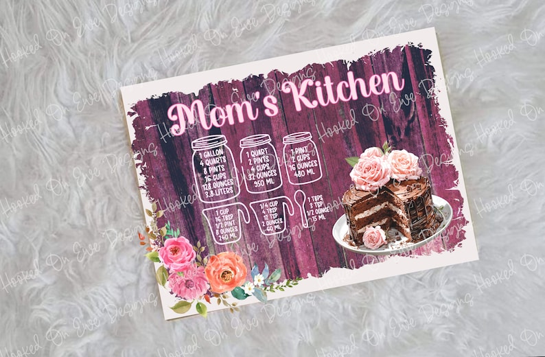 Mom's Kitchen (cake) With Conversion Chart Cutting Board PNG ...