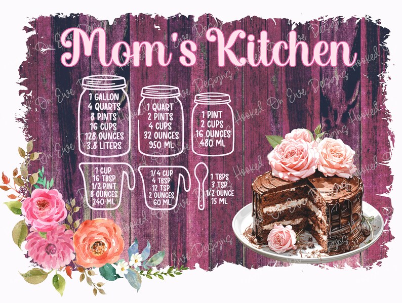 Mom's Kitchen (cake) With Conversion Chart Cutting Board PNG ...