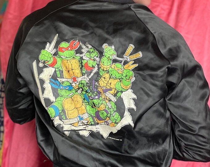 Vintage 90s Teenage Mutant Ninja Turtles Jacket / Black Satin Track ...