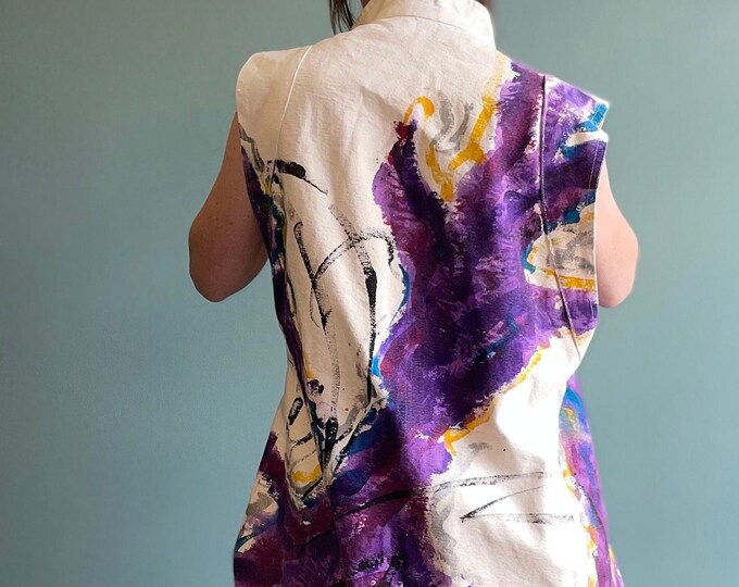 Vintage 1980s Hand Painted Jacket / Wear a Color Sleeveless Jacket ...