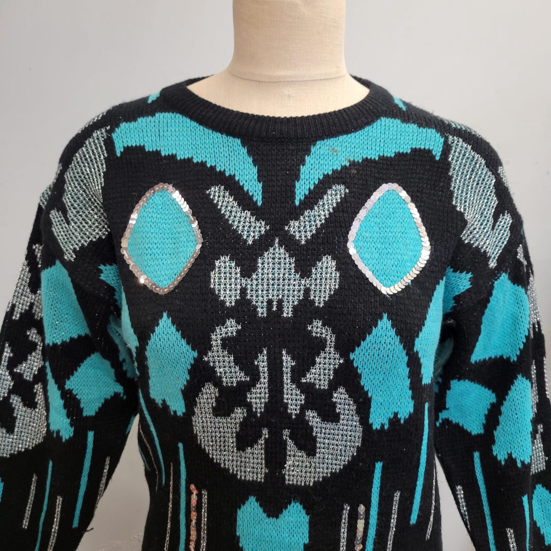 Vtg 80s RORSCHACH TEST SWEATER / Vintage Adell Barre Medium Womens ...