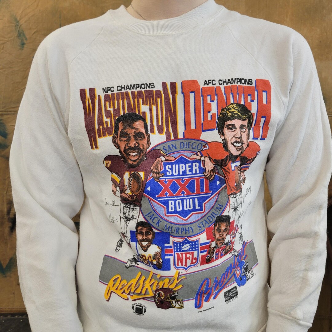 Vtg 80s NFL FOOTBALL SWEATSHIRT // Vintage Super Bowl Xxii Washington ...