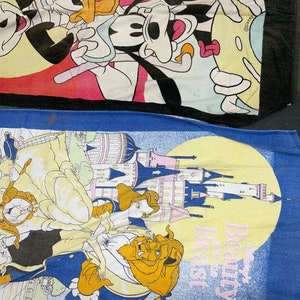 Vtg 90s Disney Beach Towels Beauty & the Beast Goofy Mickey Donald Duck ...