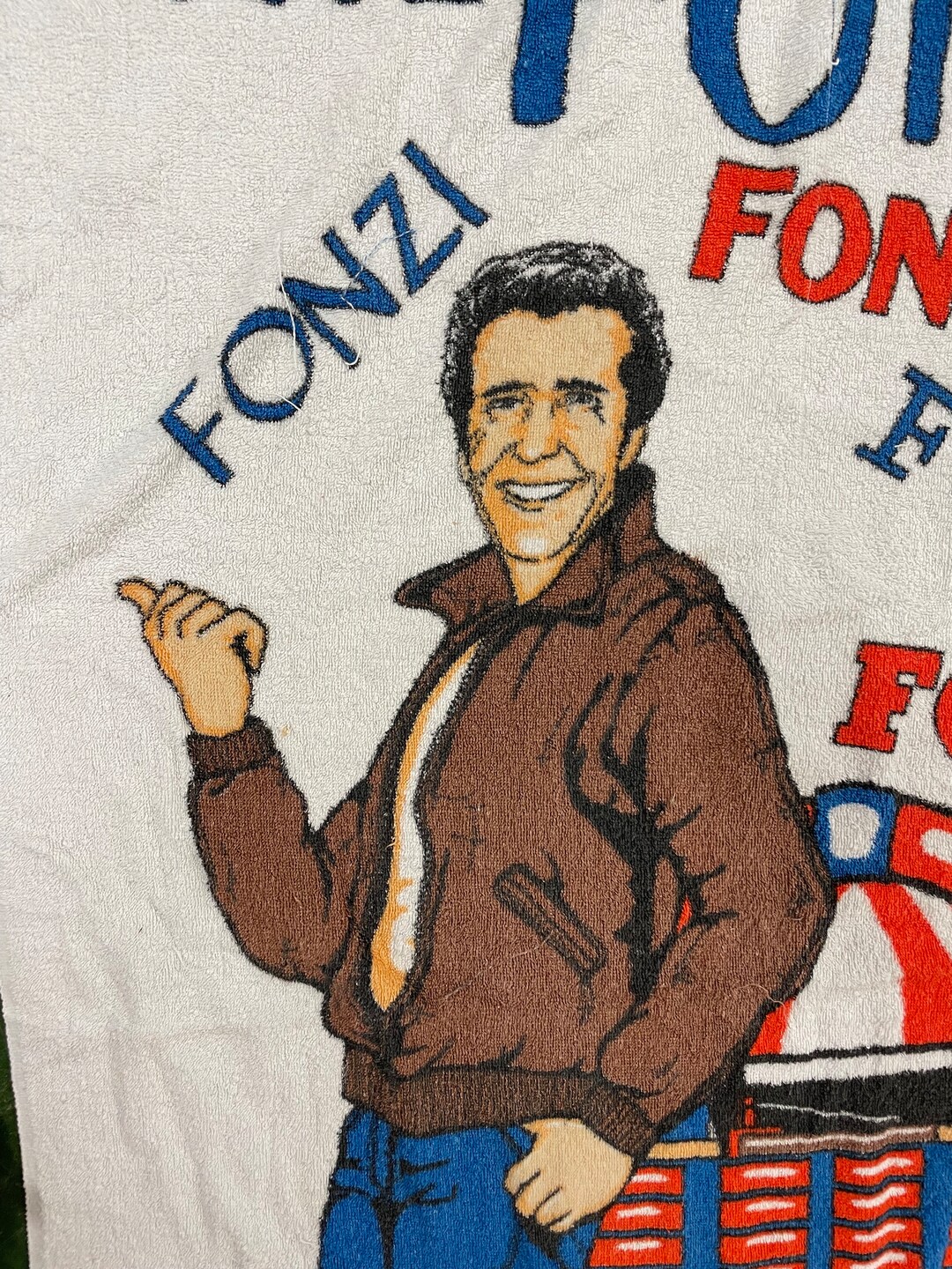 Vtg 70s the Fonz Happy Days Fonzi Tv Show Plush Beach Towel Pool Party ...