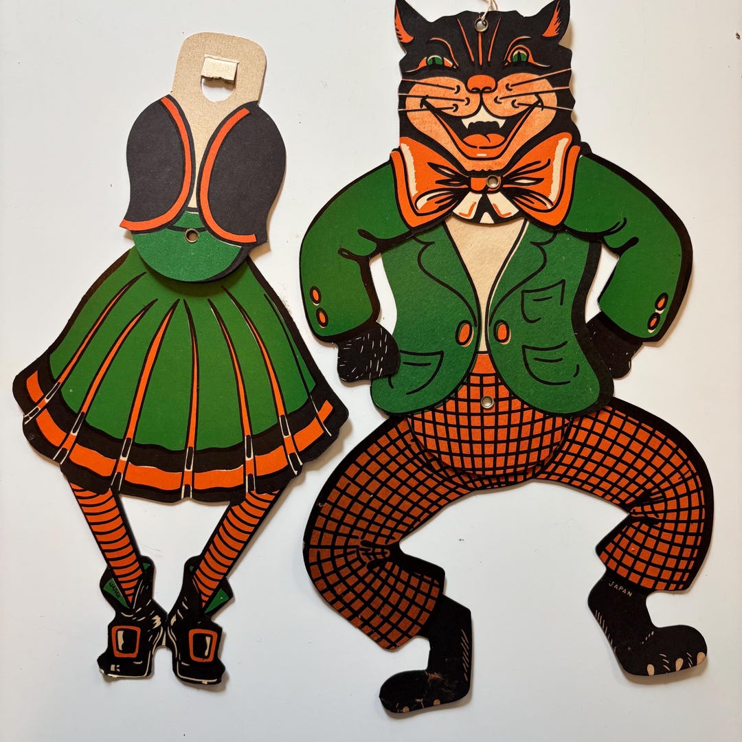 Vintage 1930s-1950s Beistle Halloween Die Cut Wiggly Dancing Jointed ...