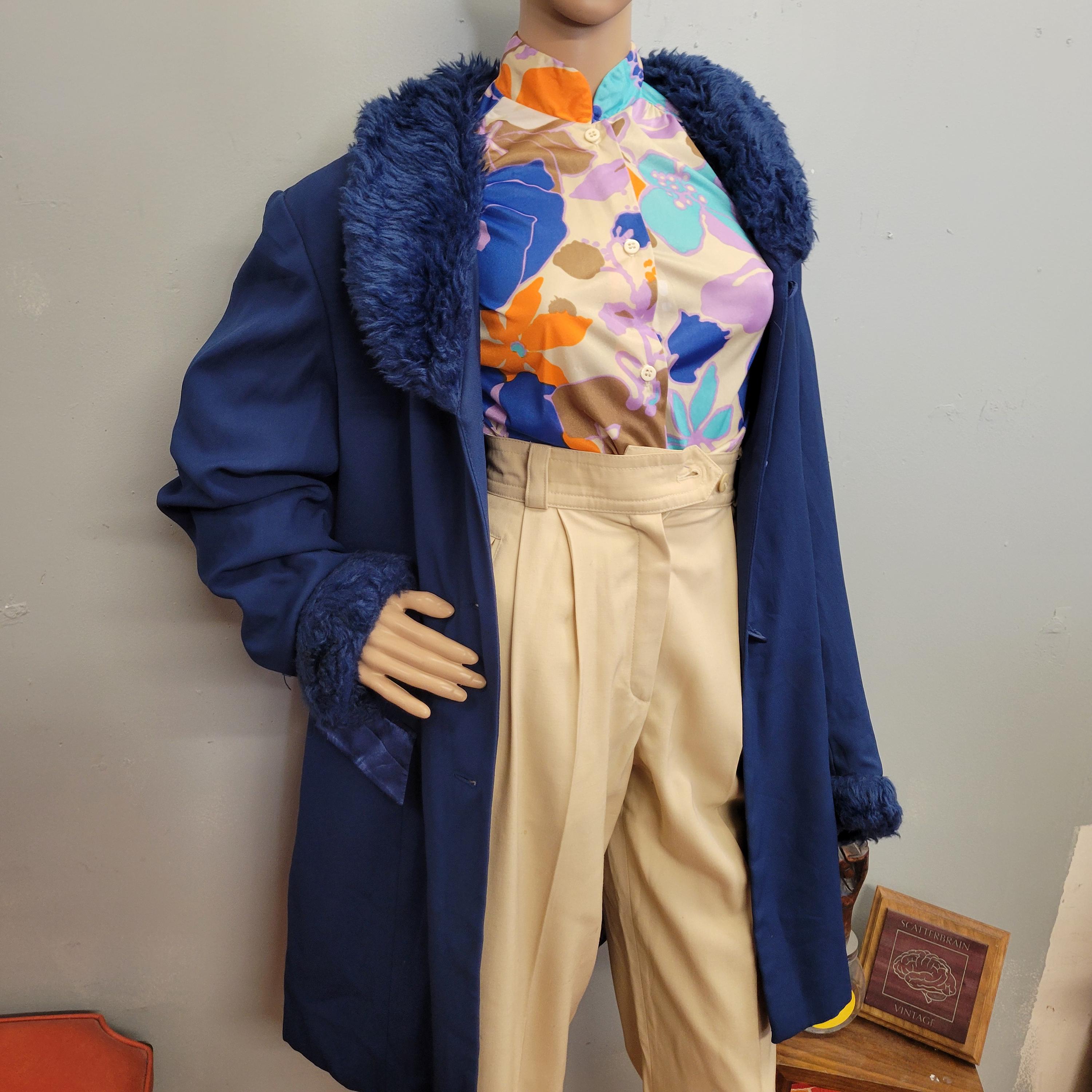 Vtg 60s BLUE FAUX FUR Coat, Katherine Kay Ltd. Large Plush Jacket - Etsy UK