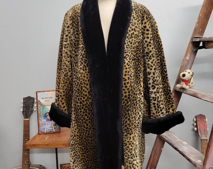 Vtg 80s LEOPARD PRINT COAT // Vintage Expressions Fur Coat Women’s Xl ...