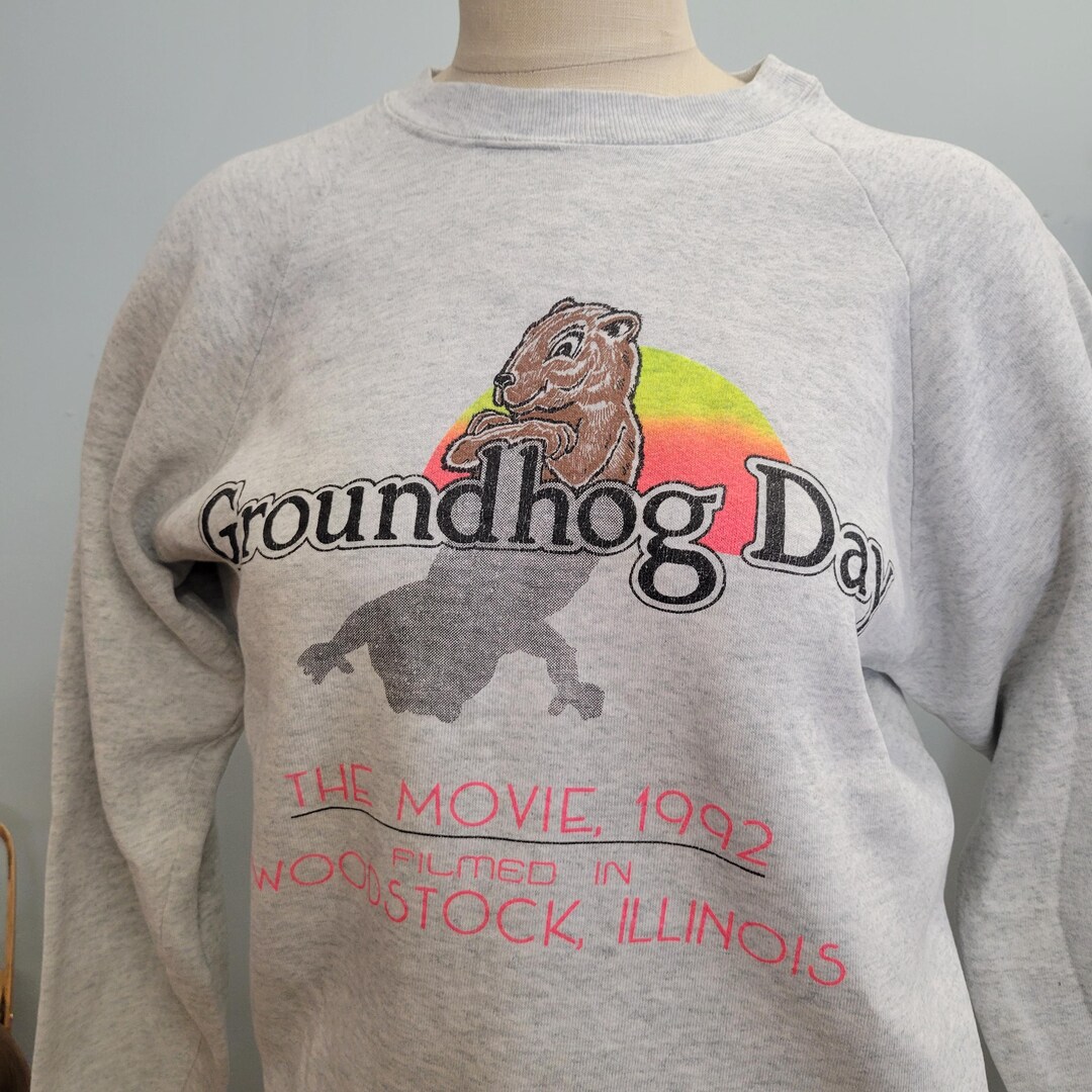 Vtg 90s GROUNDHOG DAY SWEATSHIRT // Vintage 1992 Movie Sweatshirt Bill ...