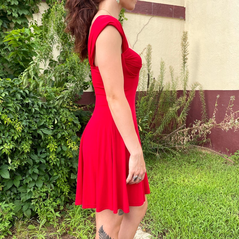 90s Vintage Red Mini Dress: Off-shoulder Spandex Cocktail - Etsy