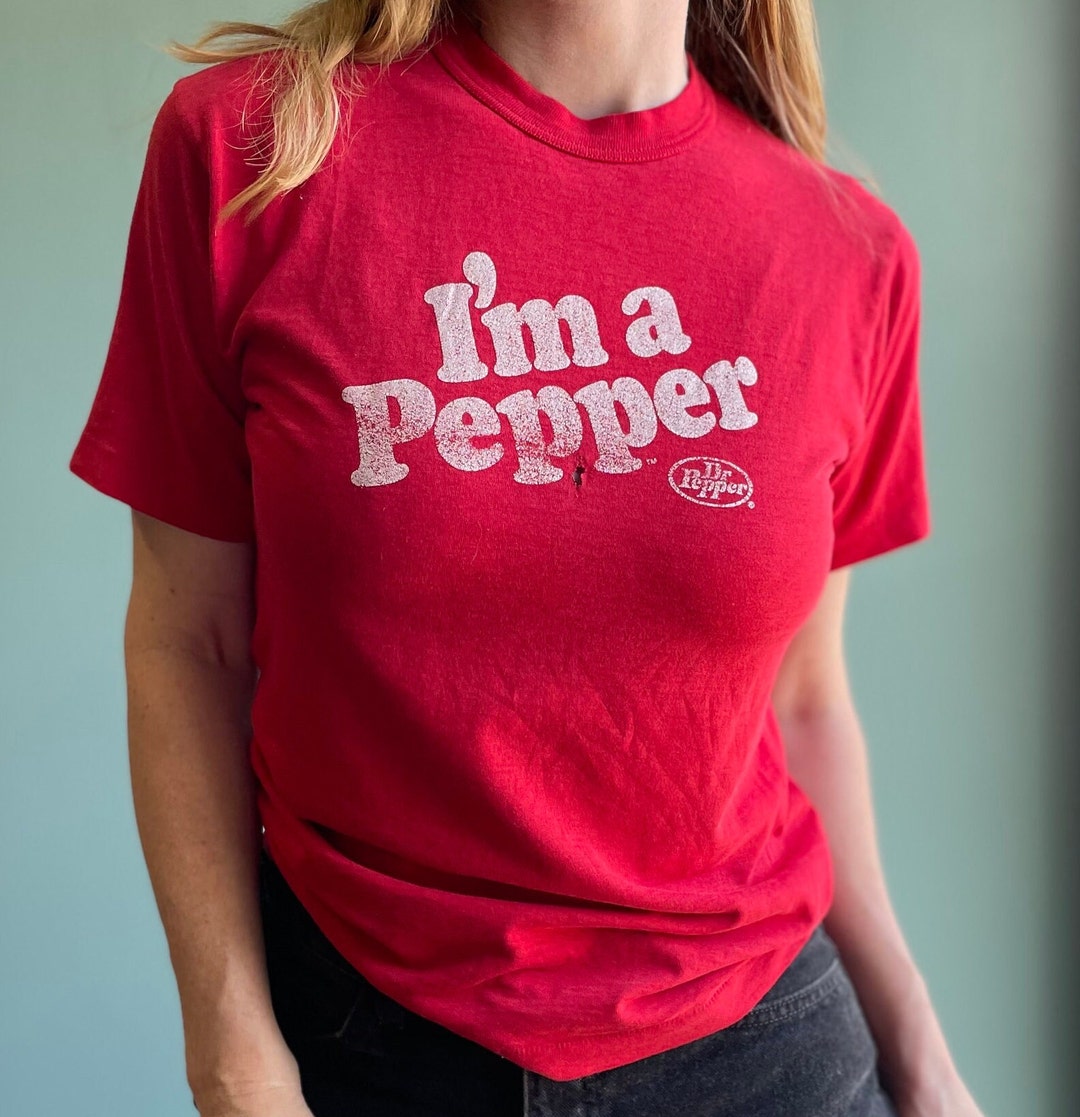 Vintage 80s Distressed im a Pepper Shirt Paper Thin Soft Dr. Pepper T ...